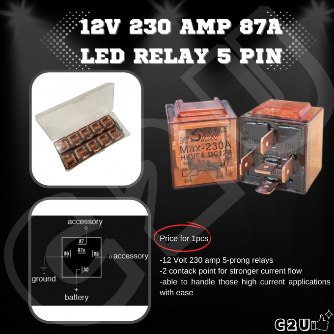 12V 230 AMP 87A LED Relay 5 Pin New ( 1 PCS ) – supervision