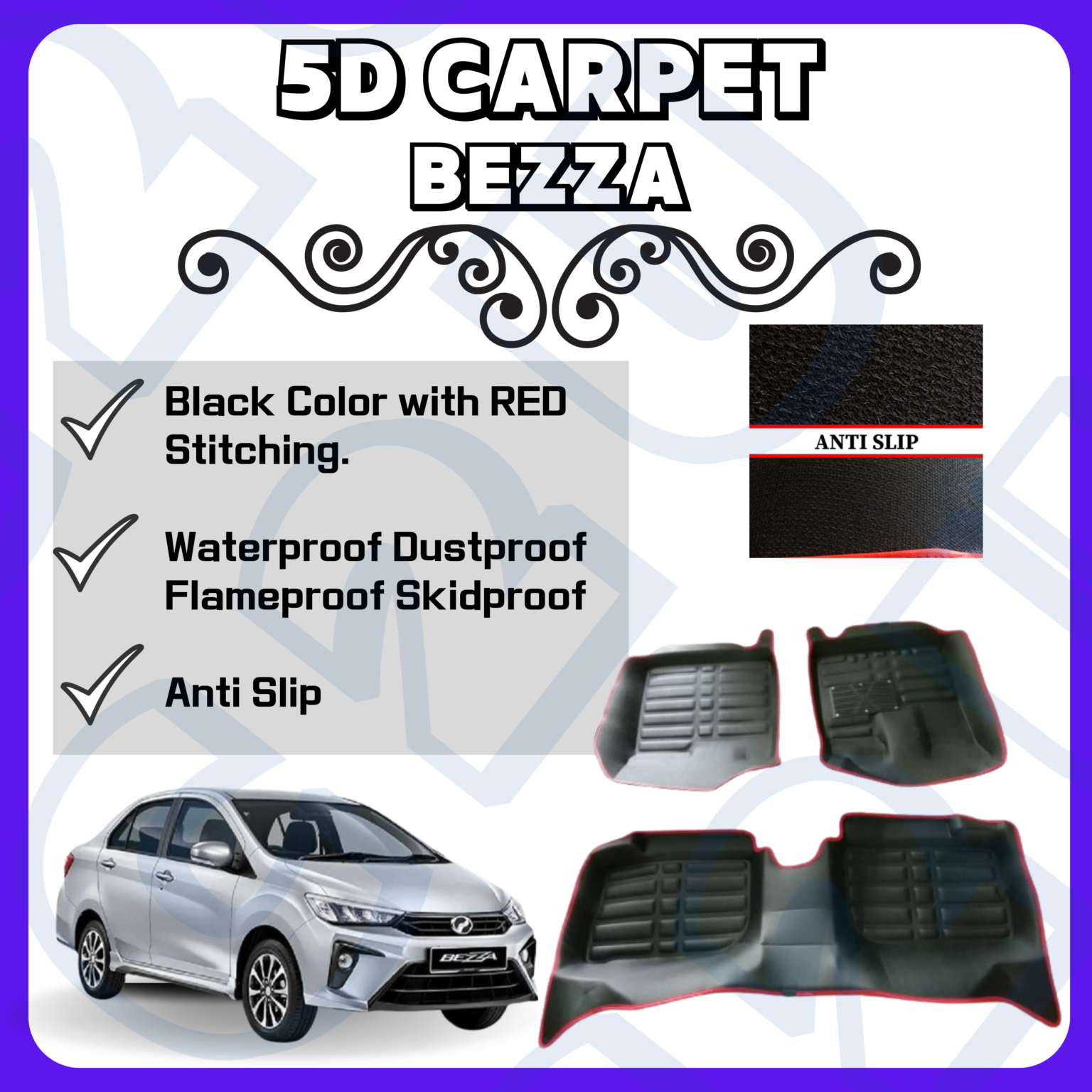 5D Carpet / Floor Mat/ Karpet For Perodua BEZZA – supervision