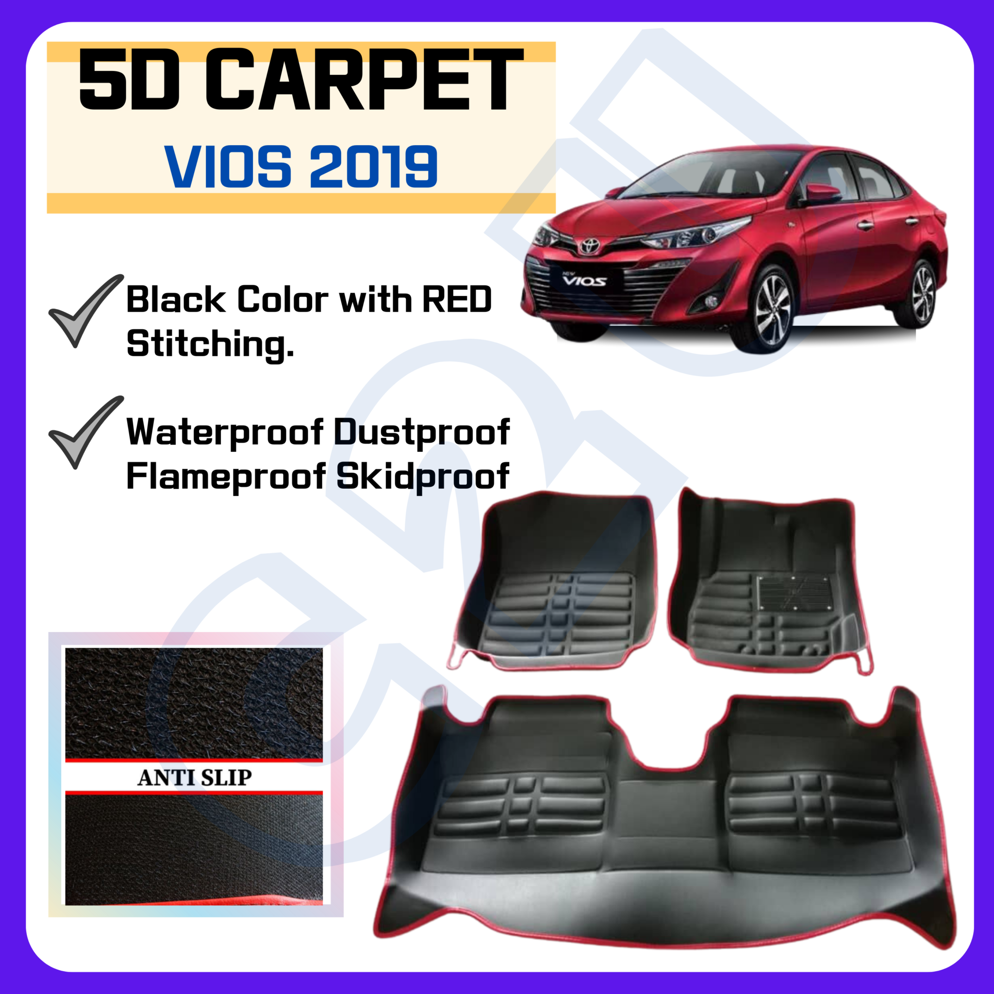 5D Carpet/Floor Mat/Karpet Toyota VIOS 2019-2022 – supervision