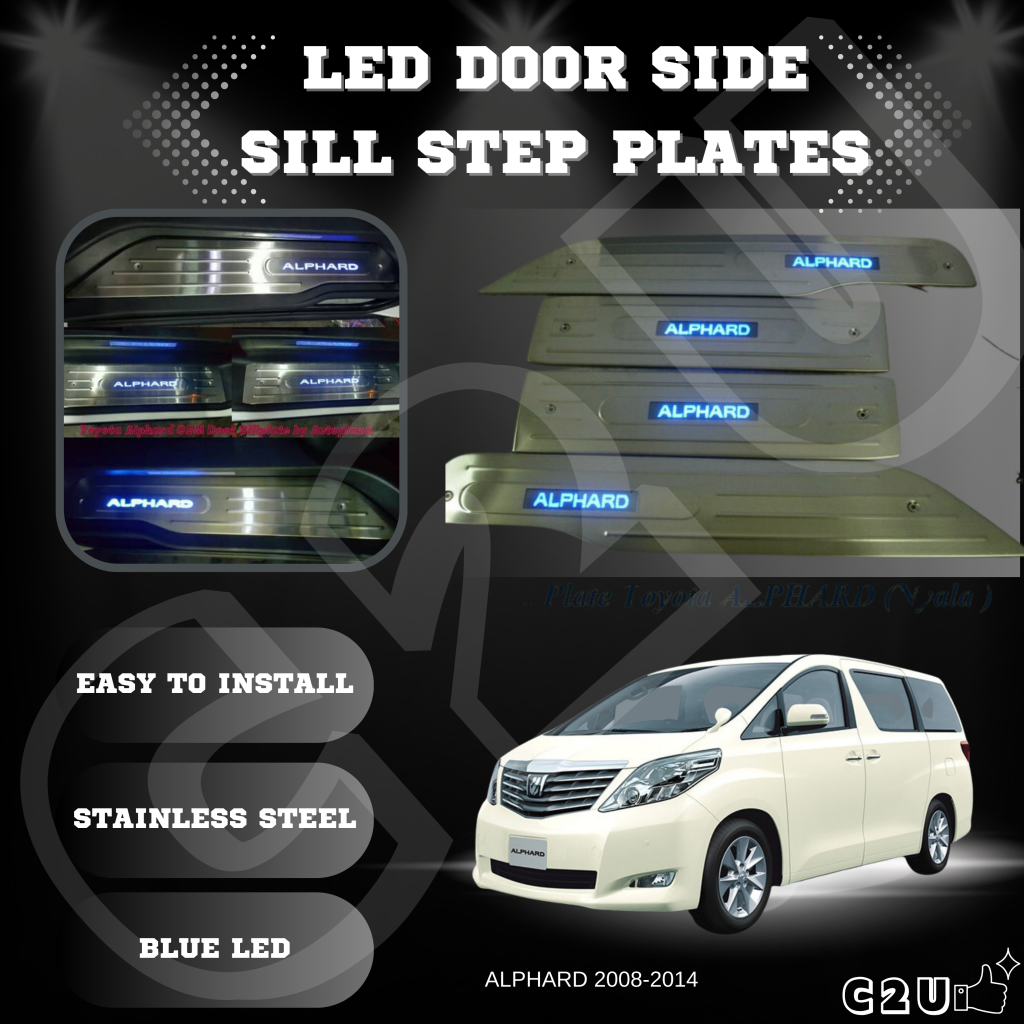Toyota Alphard 2008-2014 AH20 Door side step Stainless Steel with LED ...
